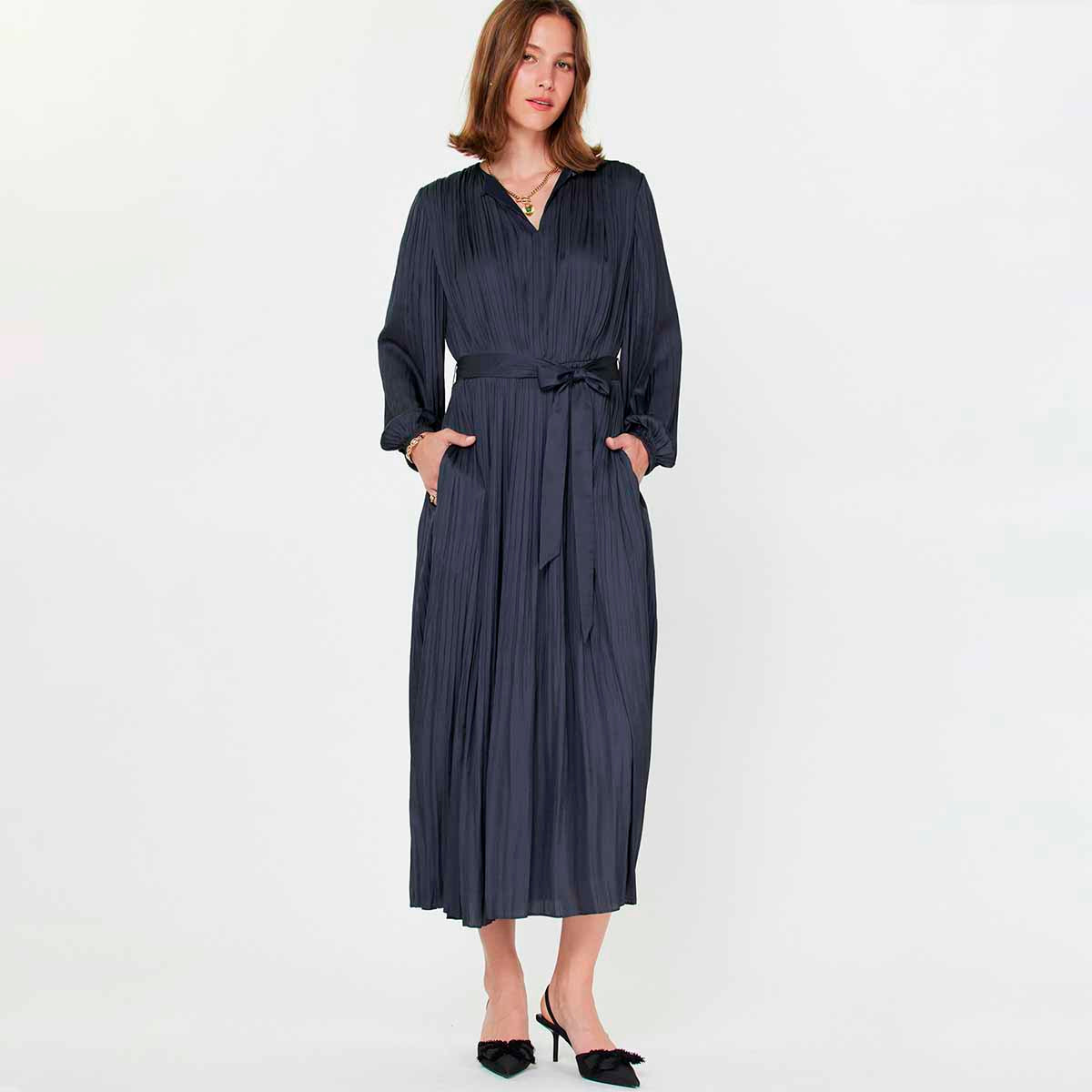 Vestido Azul Plisado – Amelia